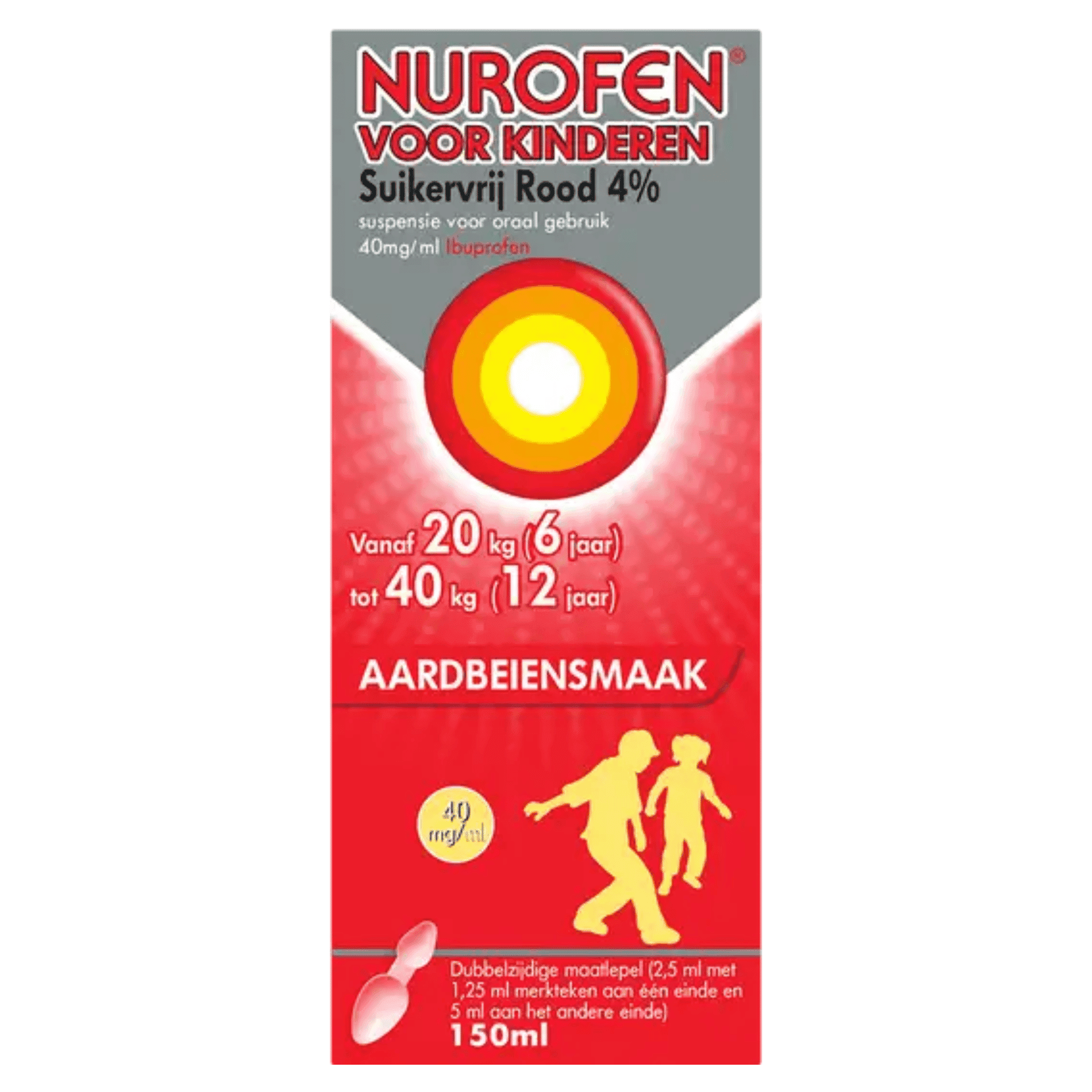 Nurofen Kinderen Siroop 4% Aardbei 150 ml | Optiphar